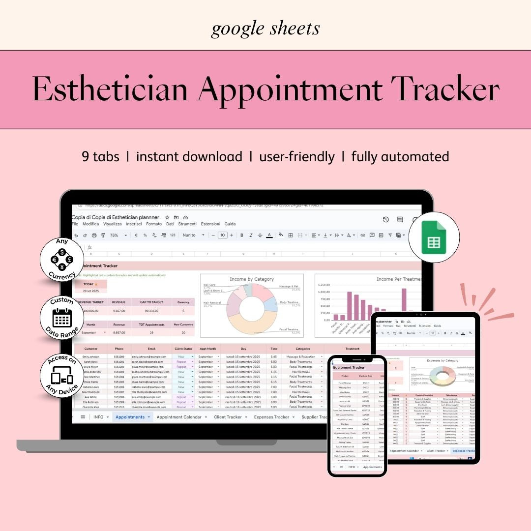 Esthetician Appointment Tracker – ESTHETICIANSPACE
