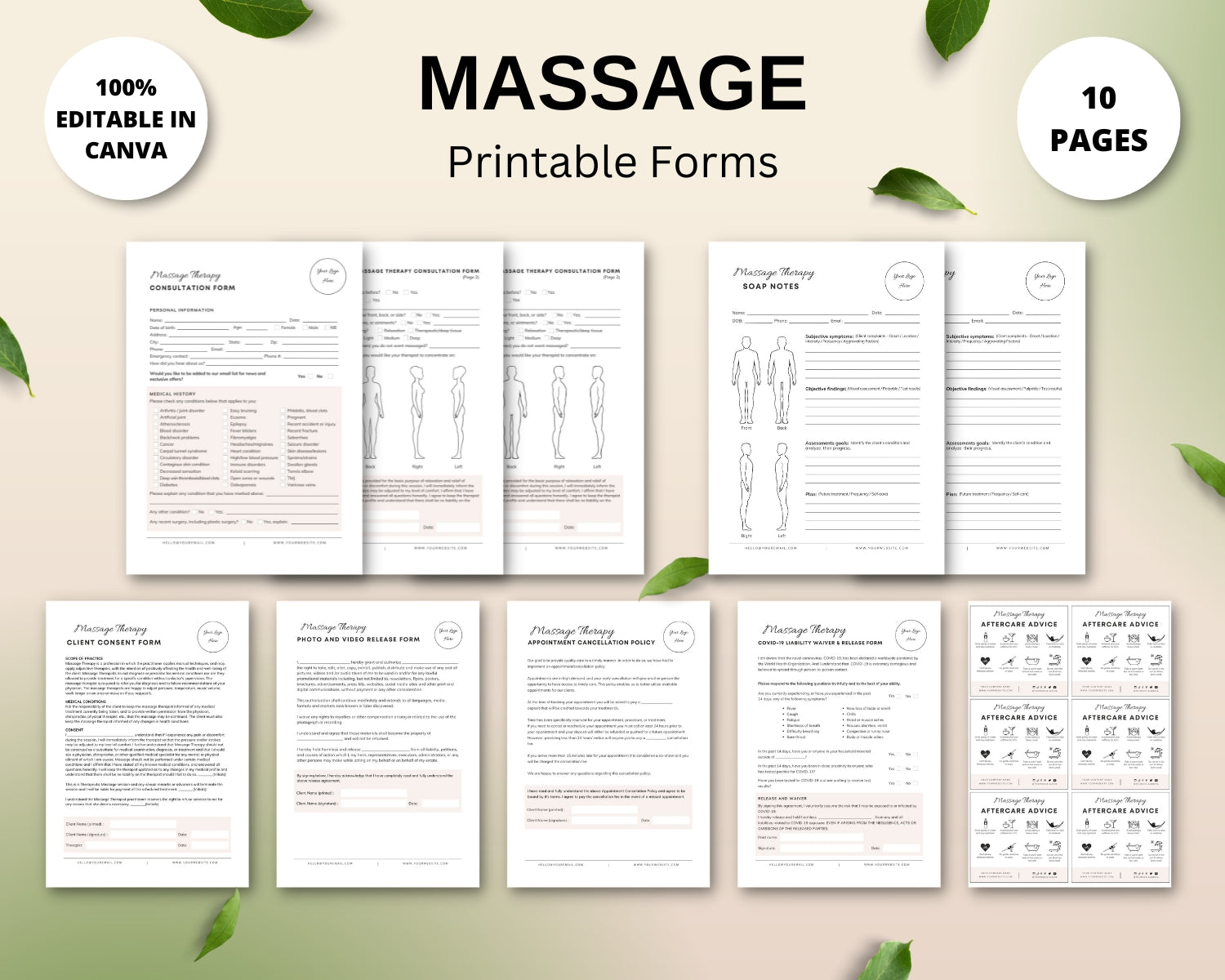 MASSAGE Forms – ESTHETICIANSPACE