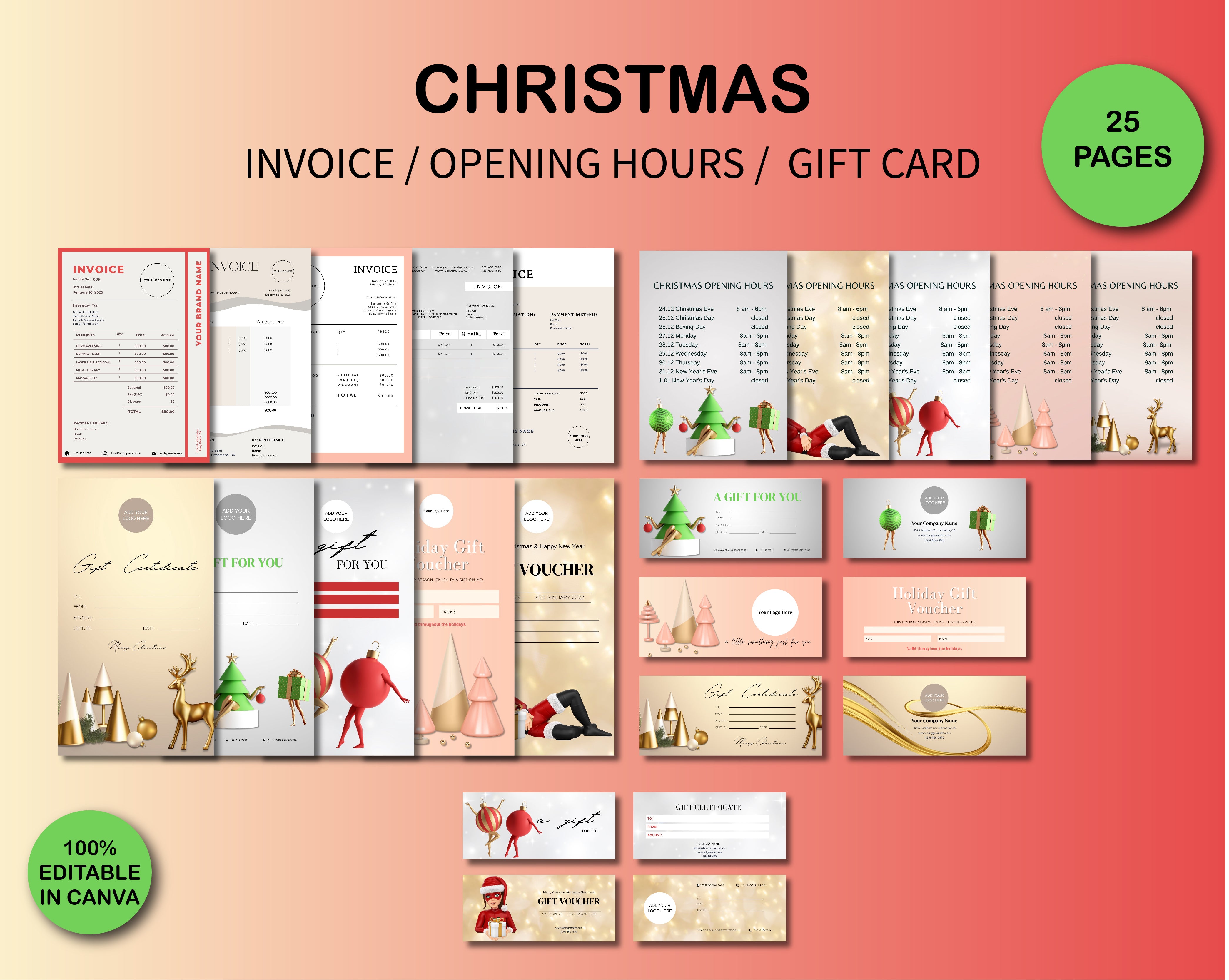 CHRISTMAS INVOICE/CARDS – ESTHETICIANSPACE